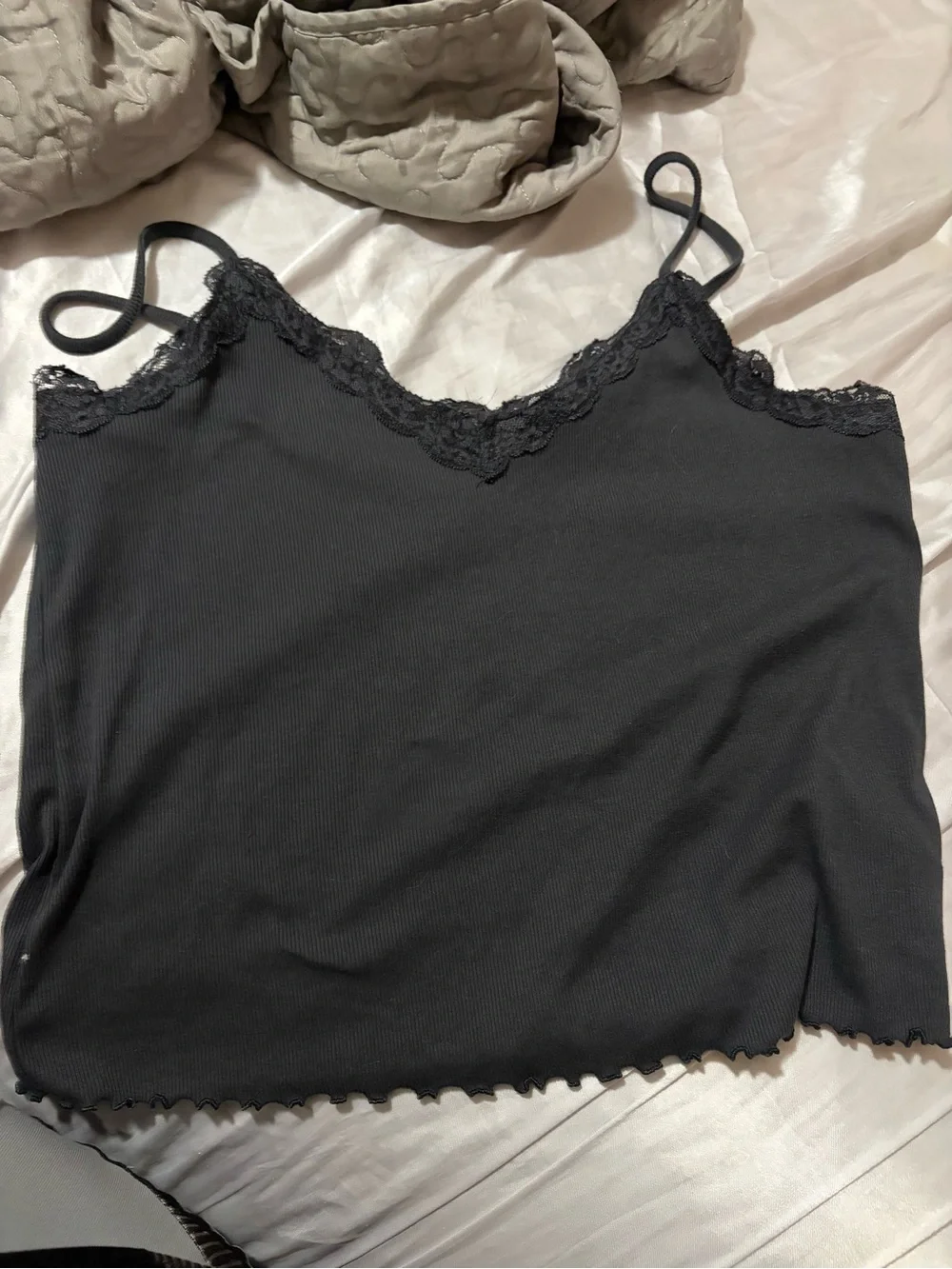 Old Navy | Tops | Old Navy Black Ribbed Lace Trim Cami | Poshmark